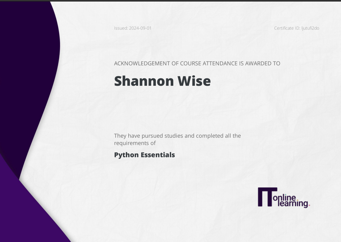 Shannon Wise — Data Analyst